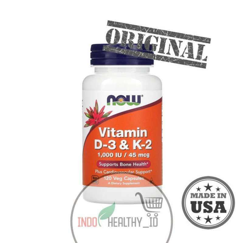 Jual D3 K2 Vitamin D3 & K2 NOW 120 Veg Capsules di Seller Pegazuz Store ...
