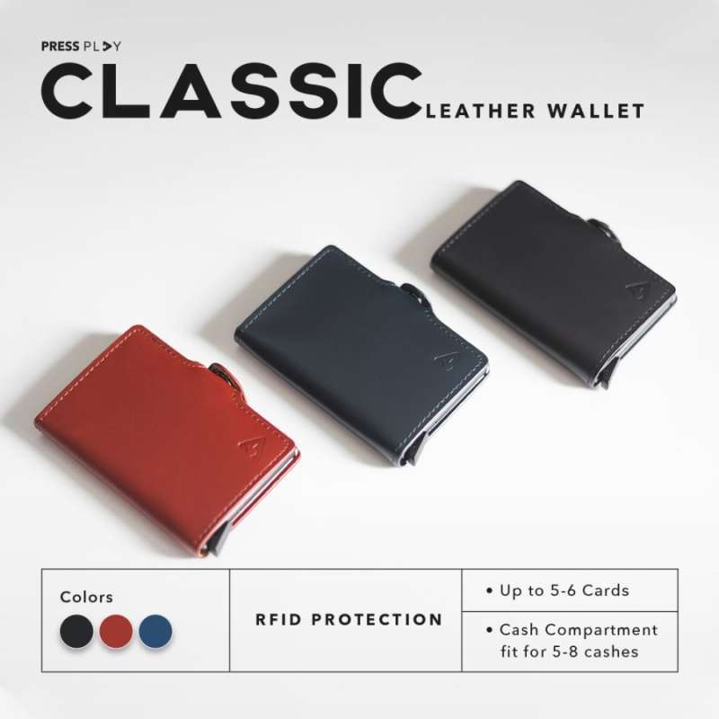 Jual CLASSIC RFID Leather Pop Up Card Case Wallet by Press Play di ...