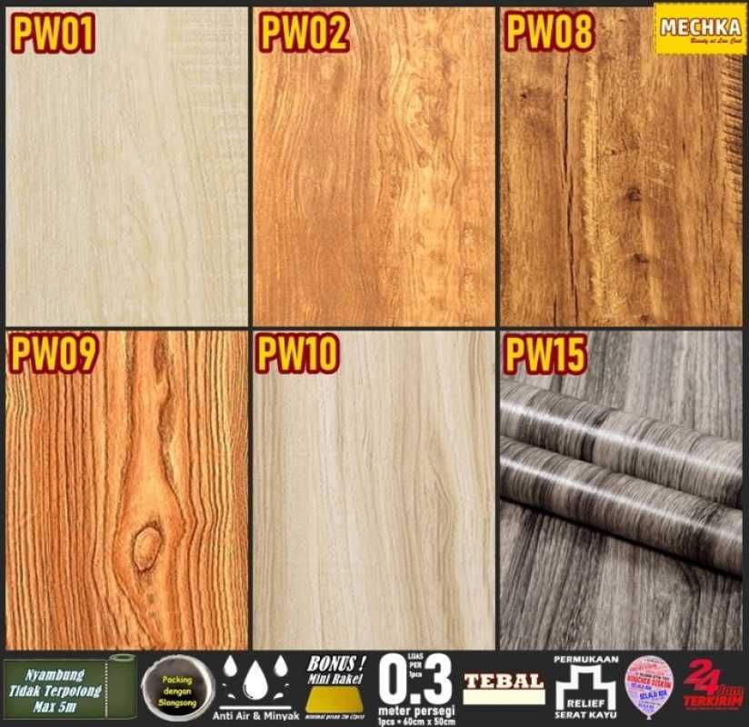 Jual Wallpaper Stiker PVC Deco Sheet corak motif Serat Kayu hrg/50cm di ...
