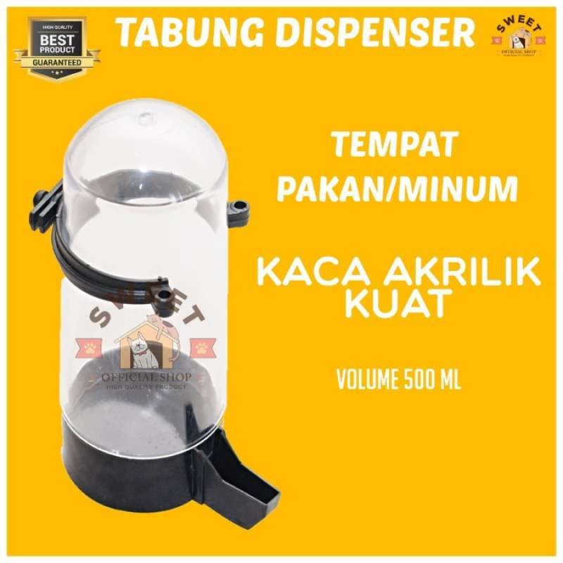Jual Tabung Dispenser Tempat Pakan/Minum Model Wadah Lancip Kaca ...