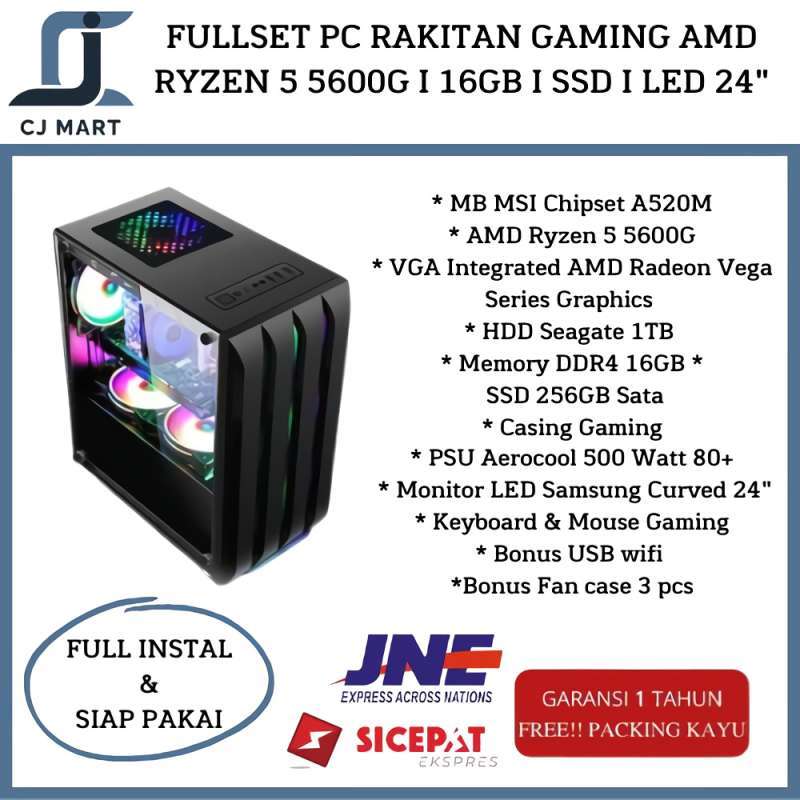 Promo FULLSET PC RAKITAN GAMING AMD RYZEN 5 5600G I 16GB I SSD I LED 24 Diskon 3% di Seller ...