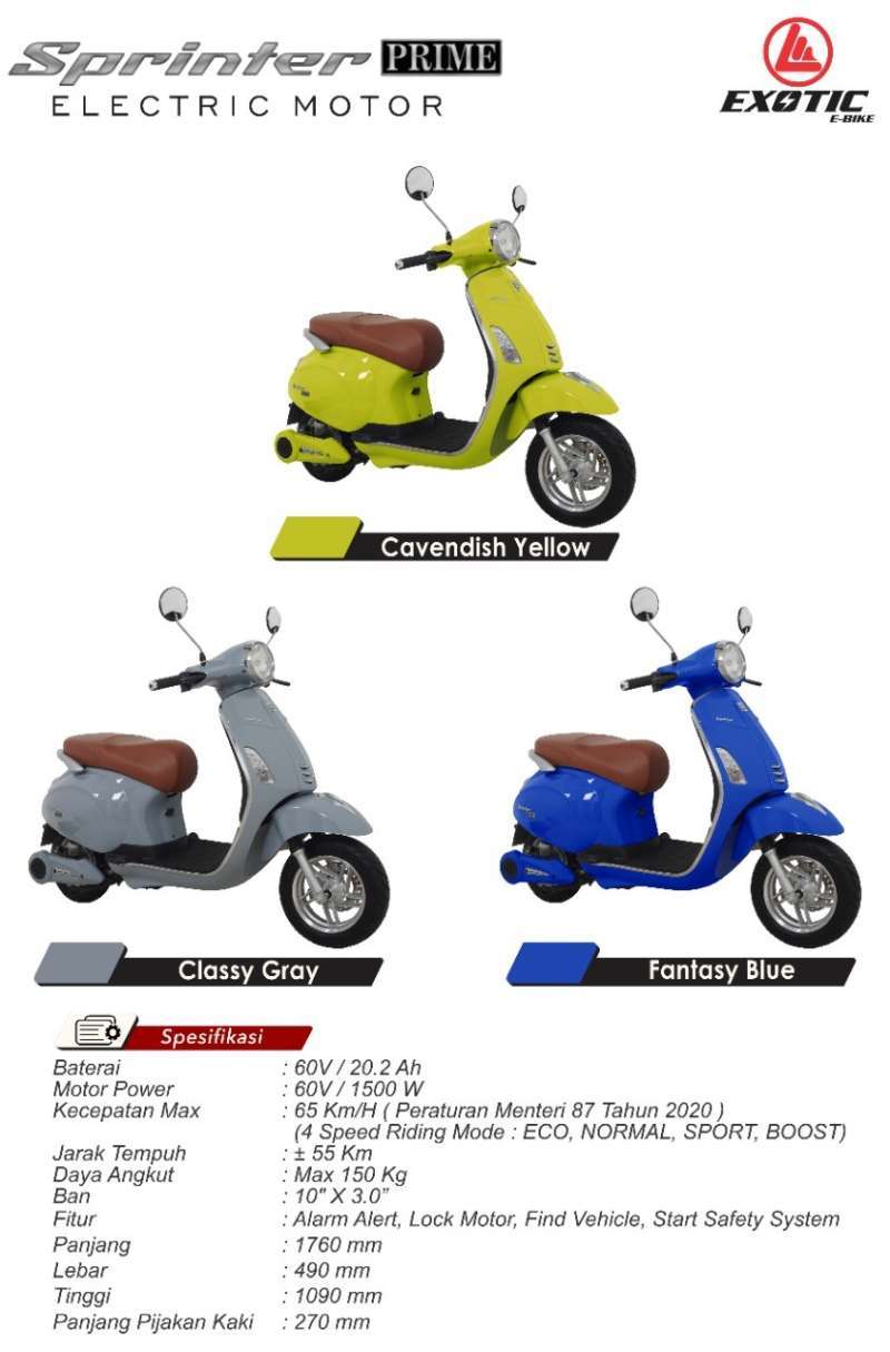 Jual Motor Listrik Exotic Sprinter Prime 1500 Watt Model VSPA Not ...