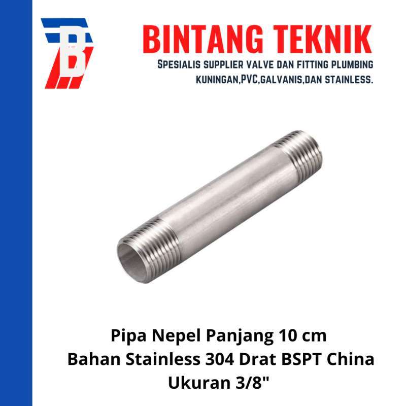 Jual Pipa Nepel (Nipple) 10 cm 3/8 inch Stainless 304 di Seller Toko ...