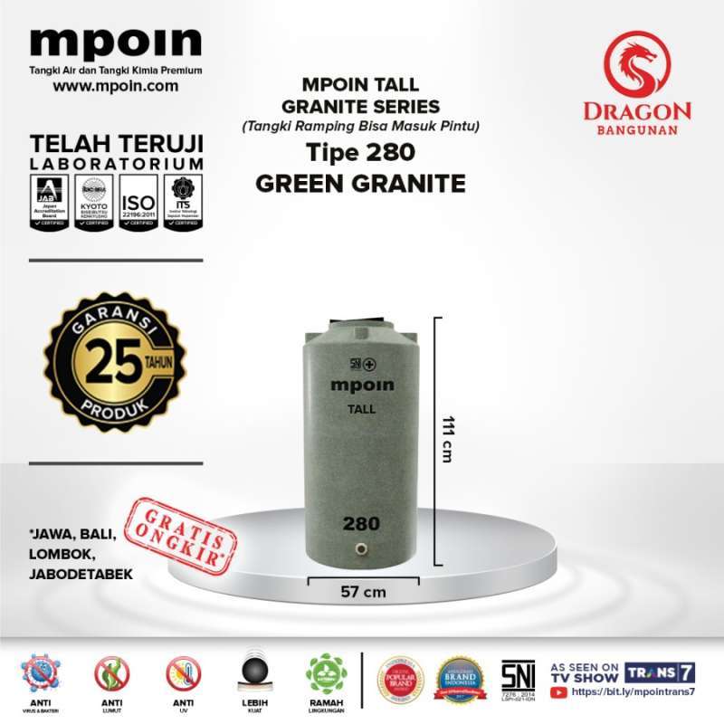 Jual TOREN / TANDON / TANGKI AIR MPOIN TALL 280 GRANITE di Seller DRAGON BANGUNAN - Kota ...