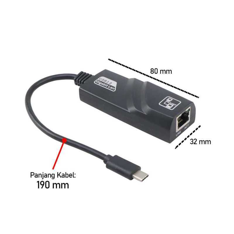 Jual Adaptor USB Type C to LAN RJ45 Ethernet Gigabit di Seller ...