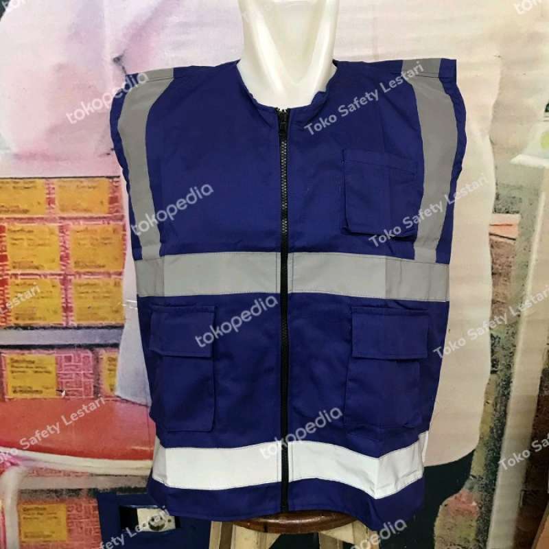 Jual Rompi Safety / Safety Vest Bahan Drill Warna Biru Navy Masgray Di ...