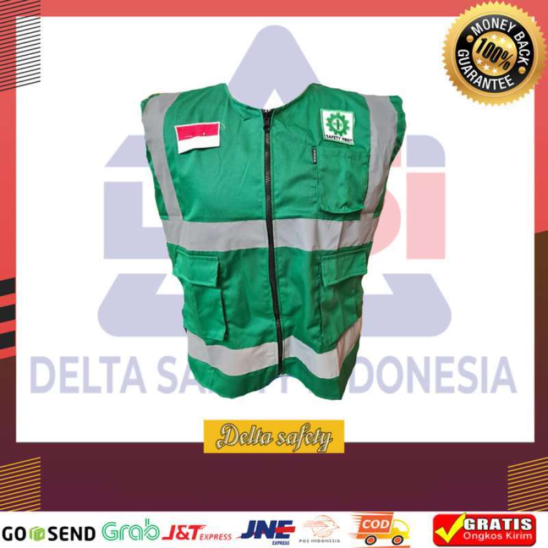 Promo Rompi Drill Hijau Safety Proyek Safety Vest Bahan Drill + Logo ...