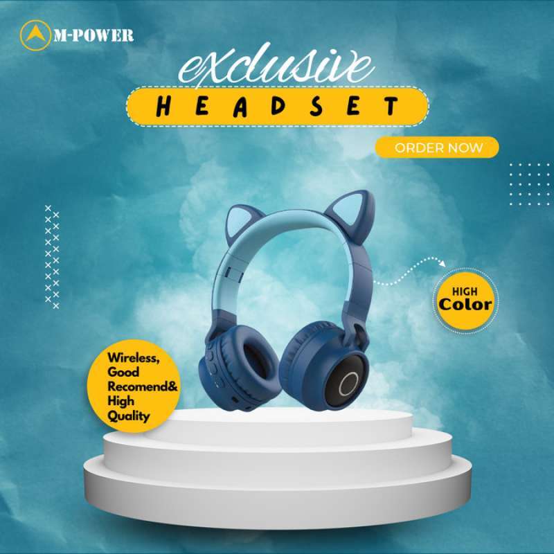 Promo Headphone Bluetooth model telinga kucing lampu LED Wireless ...