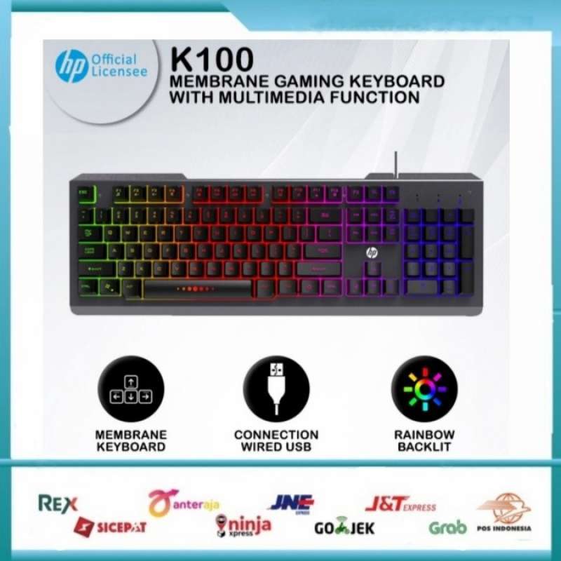 Promo Keyboard Gaming / Gaming Keyboard HP K100 - RGB Membrane Keyboard ...