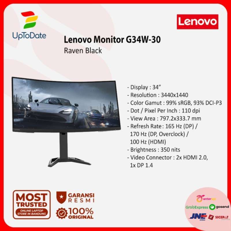 Jual Lenovo Gaming Monitor G34w-30 34 inch 350 nits 0.5ms 99% sRGB di ...