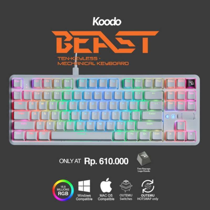 Jual Koodo BEAST LITE - White Series | Gaming Mechanical Keyboard RGB ...
