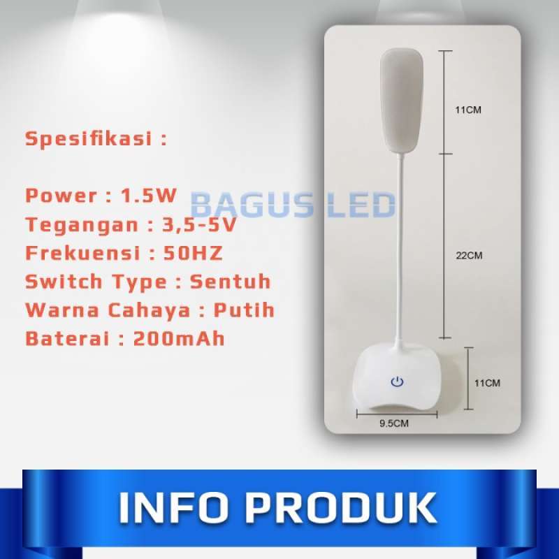 Jual Lampu Baca LED Fleksibel Pelindung Mata Sensor Sentuh USB di ...