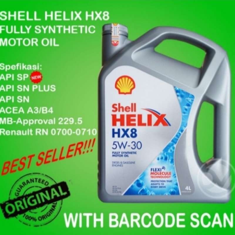 Jual Shell Helix HX8 5W-30 fulysintetic kemasan 4liter di Seller Shanum ...