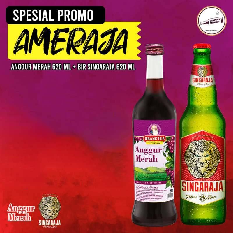 Jual Ameraja (anggur Merah 620 Ml + Singaraja 620 Ml) Minuman Alkohol ...