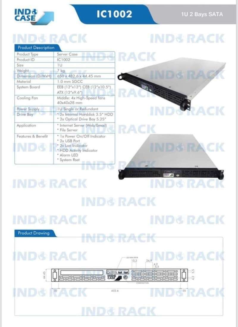 Jual Indocase - Ic1002 Case Rackmount 1u W/ Psu 500w 80+gold Di Seller ...