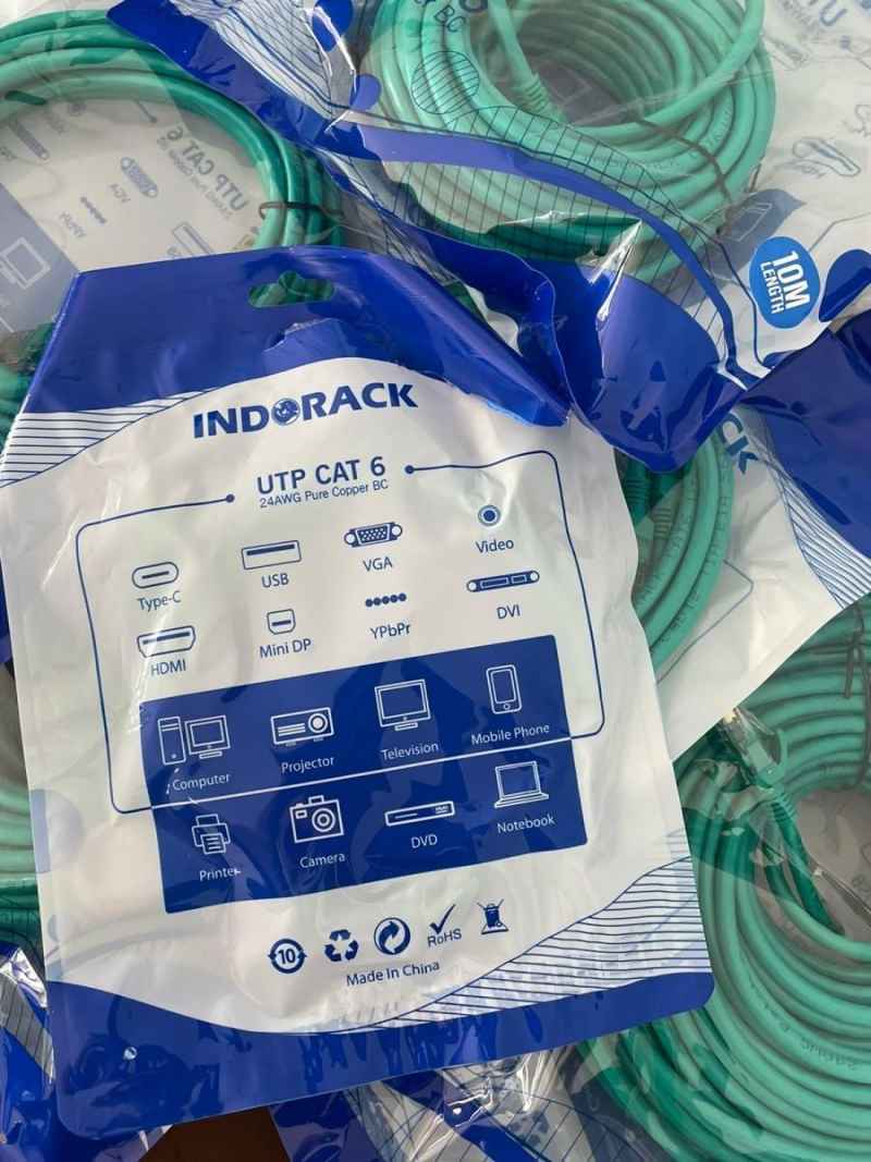 Jual Indorack Patch Cord Utp Cat 6 - Kabel Lan Cat6 20 Meter Hijau Di ...