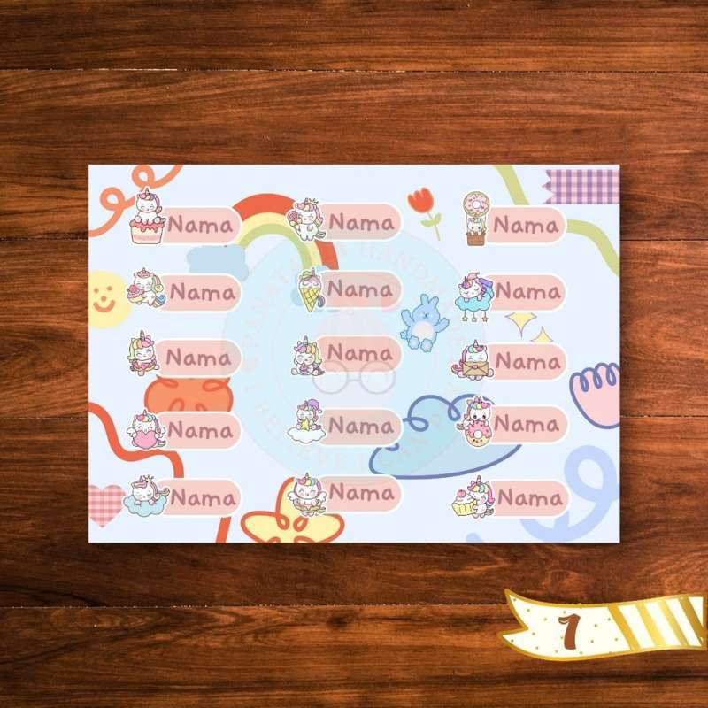 Jual Stiker Label Nama Lembaran Anak Custom / Stiker Nama Lembaran ...