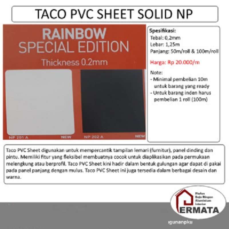 Jual Taco Pvc Sheet Original Harga Termurah Mei 2024 | Blibli