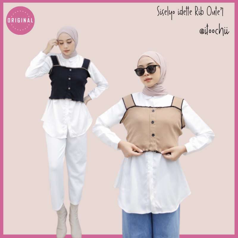 Jual Wanita Rib Knit Vest Kekinian Luaran Muslim Korean Outer - Siselyo ...