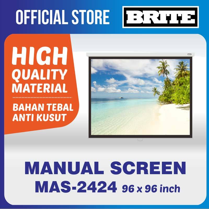 Jual Brite screen Manual MAS – 2424 Proyektor Layar Projector di Seller ...