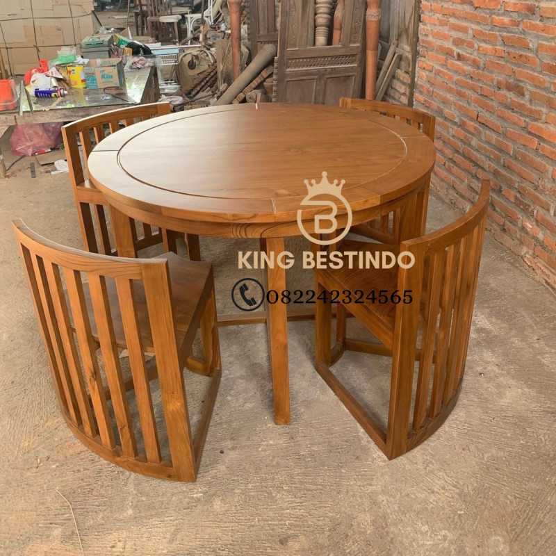 Jual Meja Makan Melingkar / Meja Cafe Melingkar / Round Dining Table / Furniture Jepara Di ...