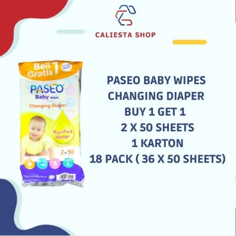 Promo Tisu Basah Paseo Baby Wipes 50 Sheets 1 karton (36 x 50 sheets ...