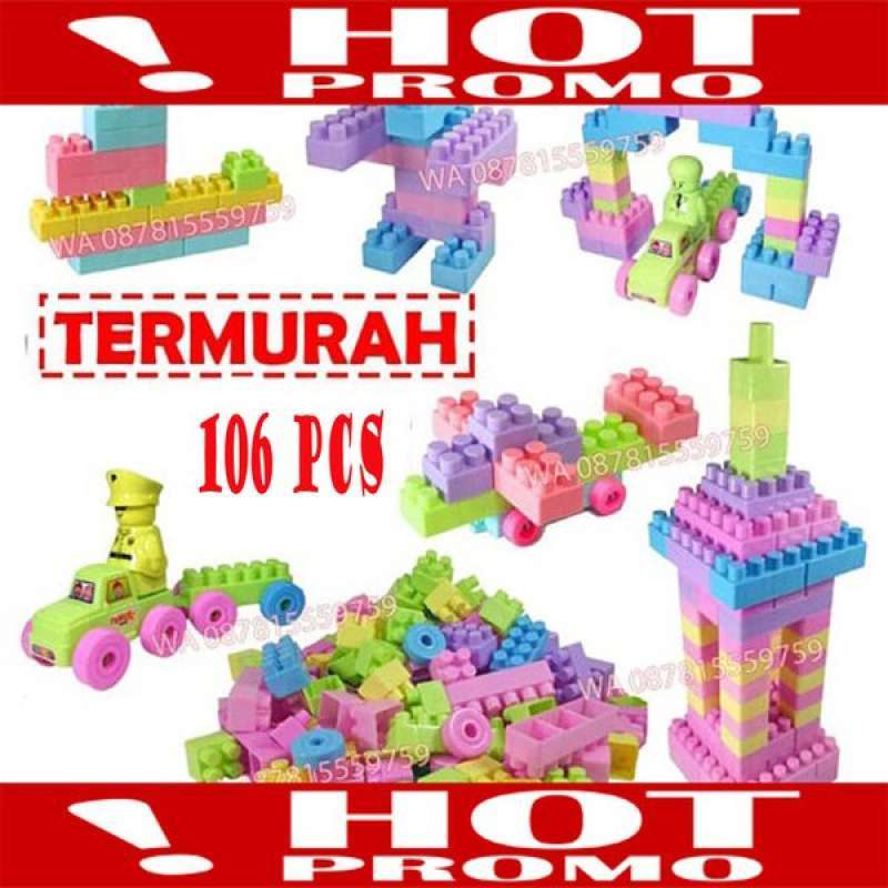Jual Mainan Block Plastik Anak isi 106 pcs di Seller Toko Mainan Asemka ...