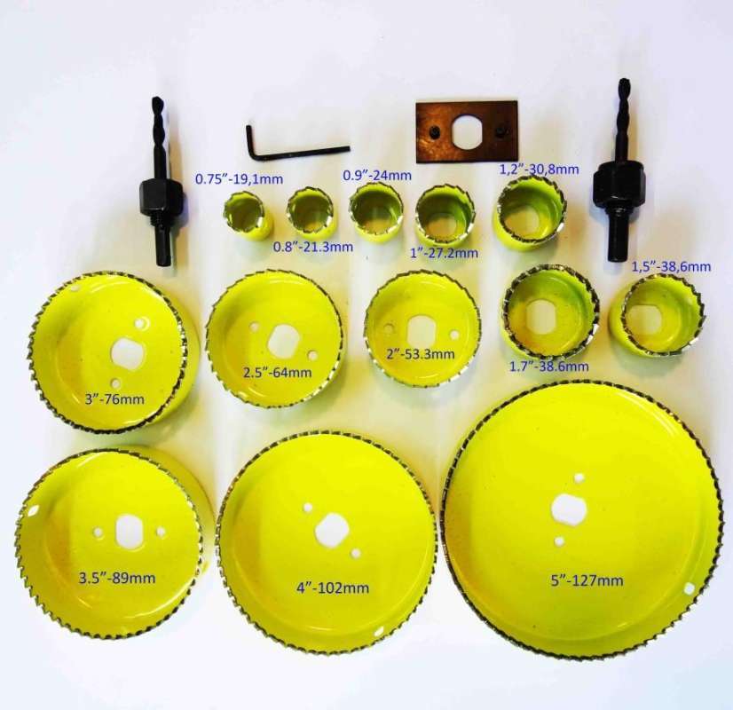 Jual Mata Bor Lubang Kayu, Pvc, Fiber. 13 Mata Gergaji, 17pcs. Hole Saw ...