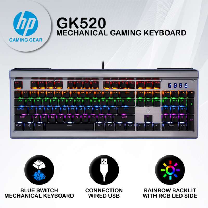 Jual Keyboard Gaming HP GK520 - Side LED RGB Mechanical Keyboard di ...