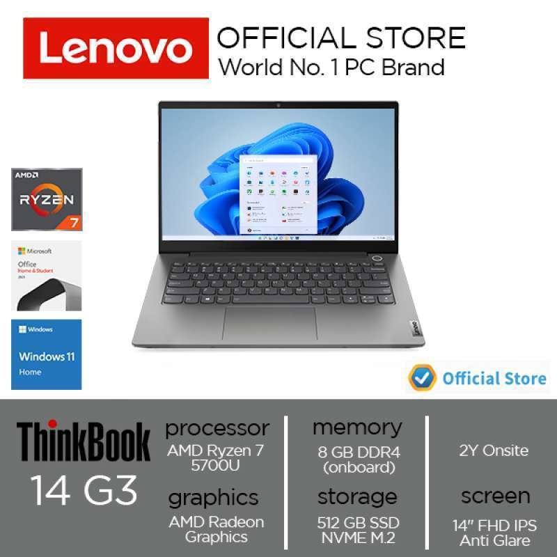 Jual Lenovo Thinkbook 14 G3 Acl Ryzen 7 5700u 8gb 512 Ssd W11 Ohs Di Seller Lenovo Yoga Official ...