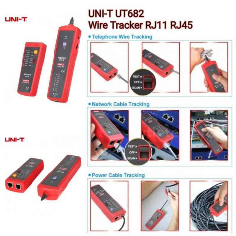 Promo UNI-T UT682 Wire Tracker For RJ11 RJ45 - Alat Ukur Kabel LAN n ...