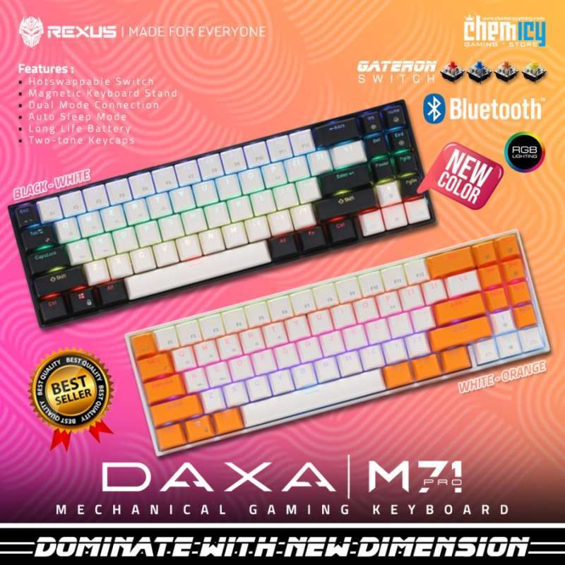 Jual Rexus Daxa M71 Pro RGB Mechanical Gaming Keyboard - White Black ...