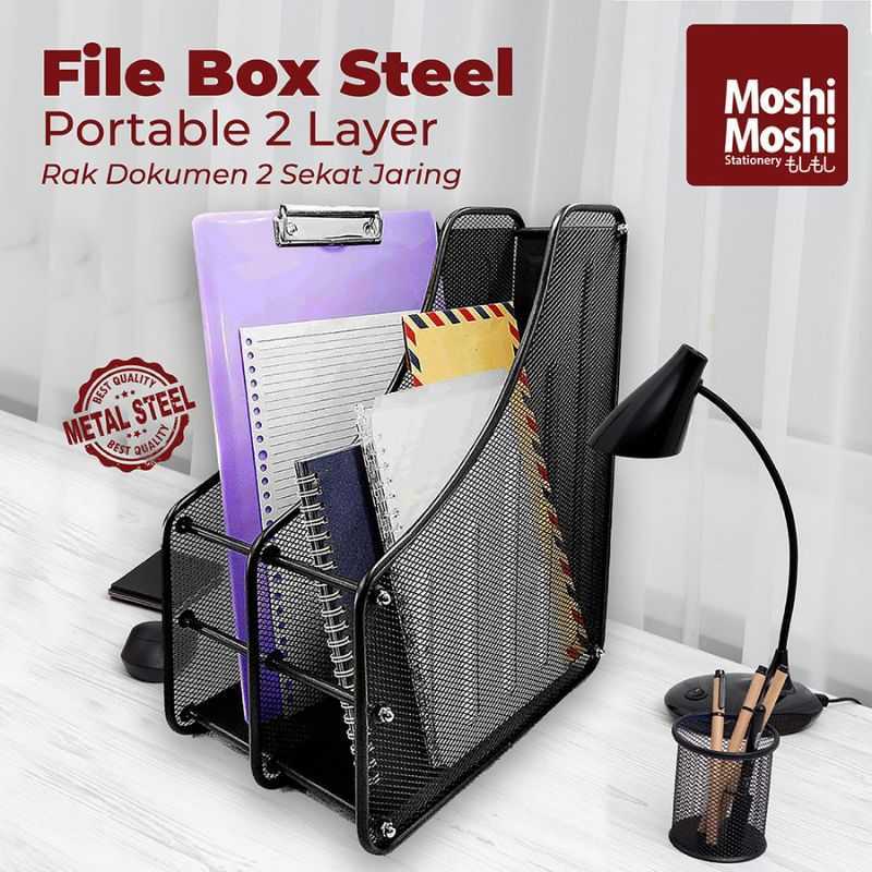 Jual File Box Foldable Steel Rak Penyimpanan Dokumen 2 Sekat Jaring ...
