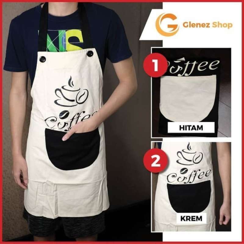 Promo Celemek Apron Bahan Kain Premium Untuk Barista Barber Chef Full Size Diskon 23% di Seller ...