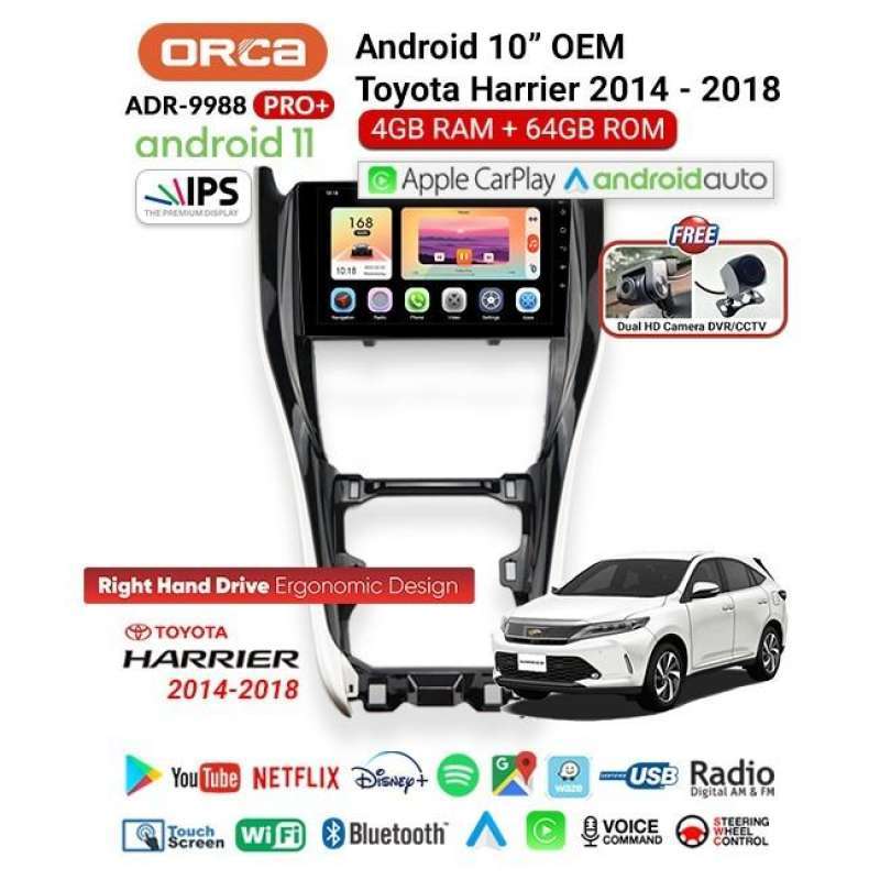 Jual Head Unit Android CarPlay 10 inch PRO+ G2 DVR Toyota Harrier 2014 ...