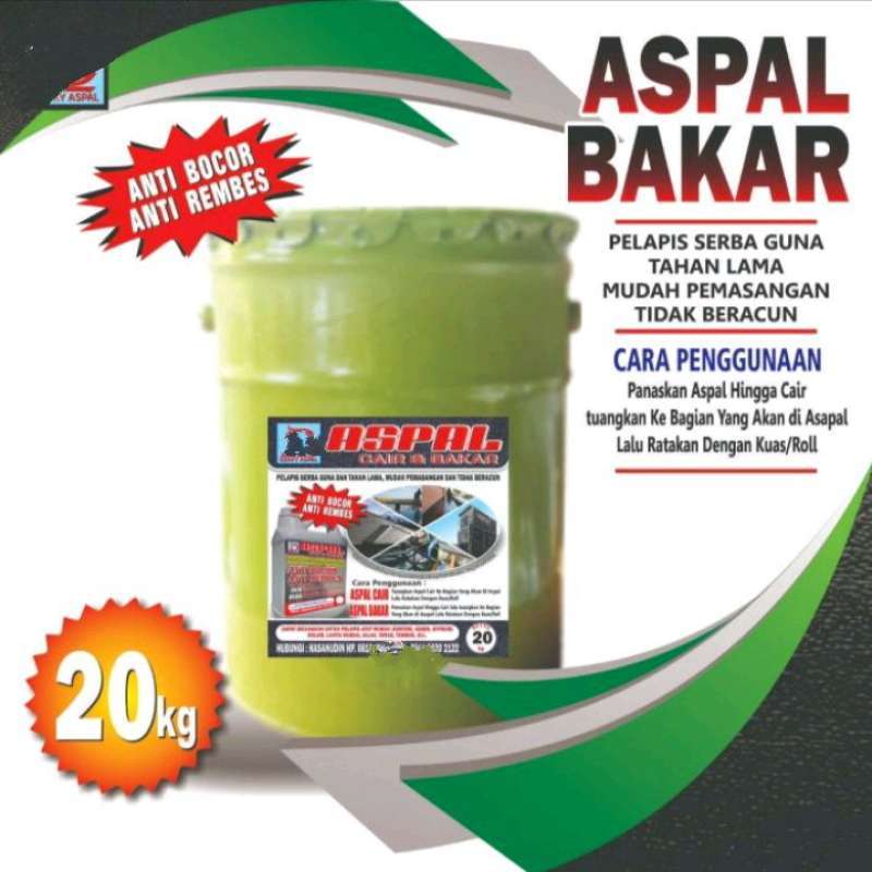 Jual Aspal Bakar 20 Kg Asphalt Emulsion / Aspal Waterproofing/ Pelapis ...