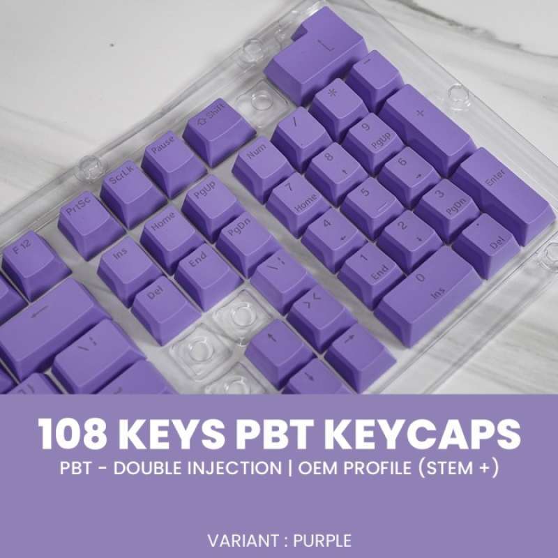 Promo Keycaps mechanical pbt 108 key backlit double injection color ...