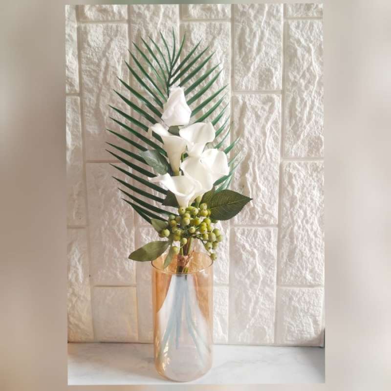 Jual Rangkaian Bunga Calla Lily,rose,palm, Berries Artificial Import ...