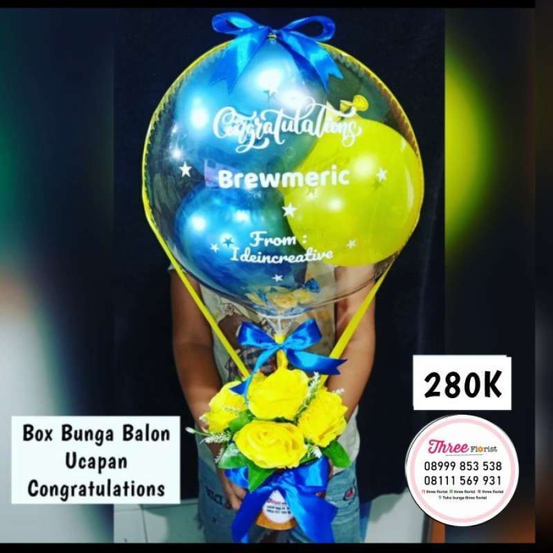 Jual box bunga balon ucapan / hadiah ucapan congratulations /box balon ...