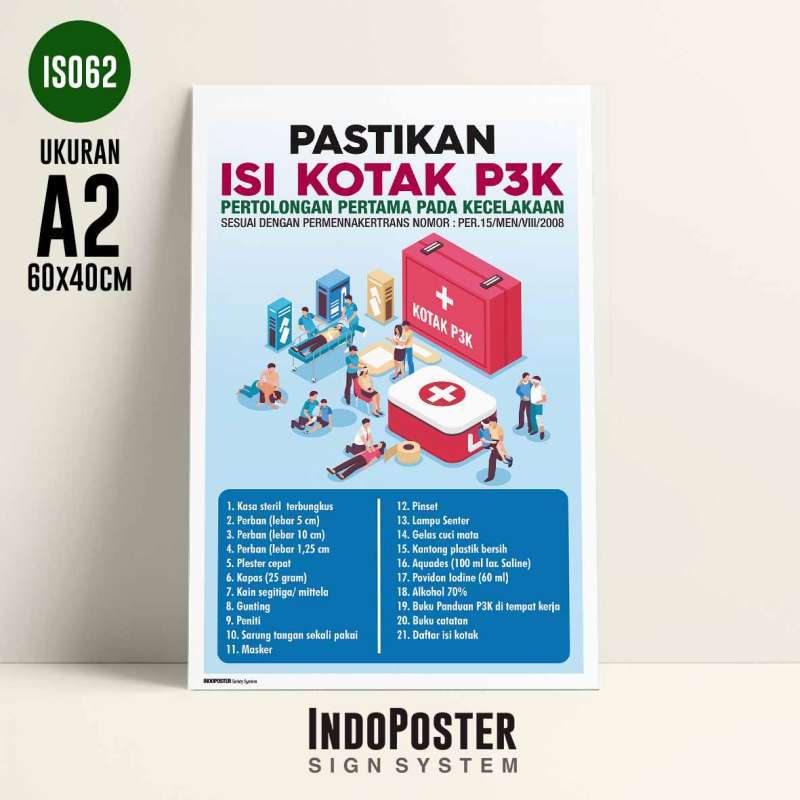 Jual Poster K3 Safety Isi Kotak P3k Pertolongan Pertama Pada Kecelakaan ...