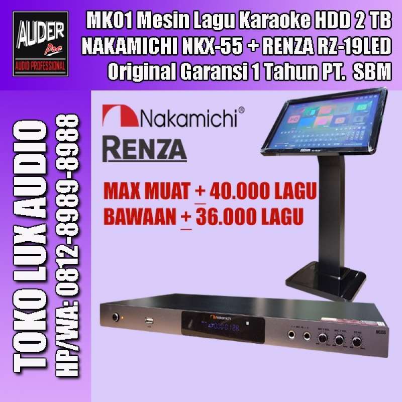 Promo Mesin lagu paket MK01 terdiri nakamichi nkx-55 & layar renza rz-19led Diskon 23% di Seller ...