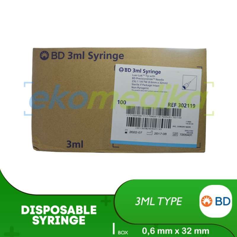Jual Spuit 3Cc Bd Syringe 3Ml / Bd Suntikan 3Cc Isi 100 Pcs di Seller ...
