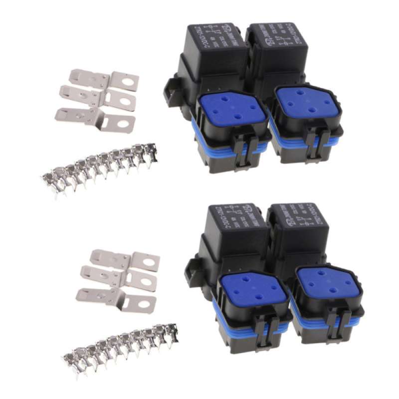 Promo 4 Sets 12V 40A 5-Pin Relay and Relay Holder Socket Integrated ...