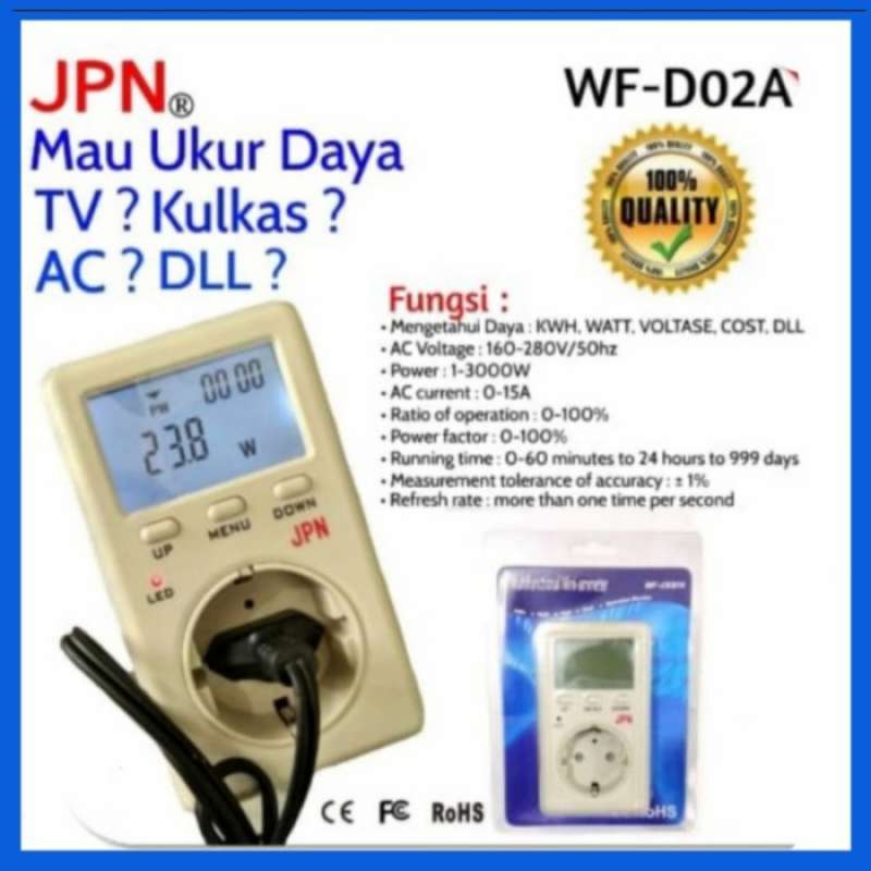Jual Watt Meter Ac Kwh Voltmeter Pengukur Power Daya Listrik Ukur Biaya ...