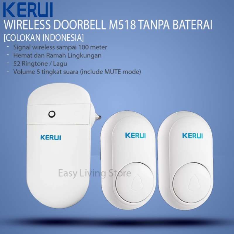 Promo Kerui M518 Wireless Doorbell Generasi Baru Tanpa Battery 2 Transmitter Diskon 35% Di ...