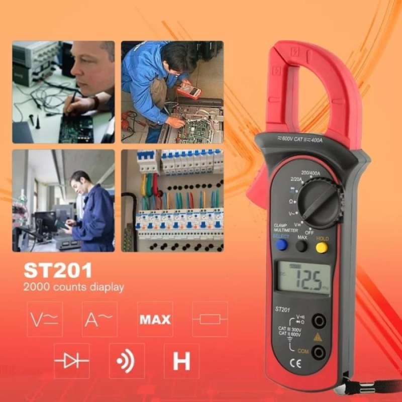 Promo St201 Tang Amper Digital Lcd Clamp Meter Ammeter Ampere Ac Dc Voltage Diskon 8% Di Seller ...