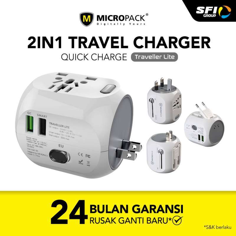 Jual Micropack Travel Adapter with QC and Smart IC USB A Charging Port ...