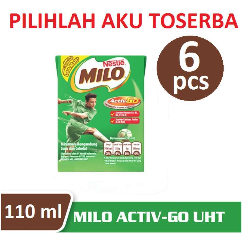 Promo Susu Milo Kotak Coklat ACTIVE GO UHT - ukuran 115 ml MENJADI 110 ...
