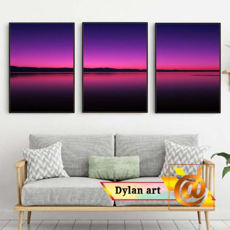 Jual lukisan abstrak 3 panel aesthetic art lukisan kanvas - 60x90 ...