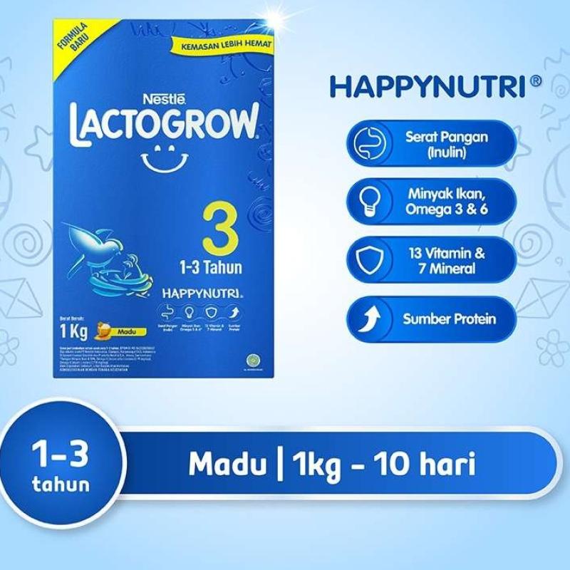 Jual Nestle Lactogrow 3 Susu Pertumbuhan Rasa Madu 1-3 Tahun Box 1 kg ...